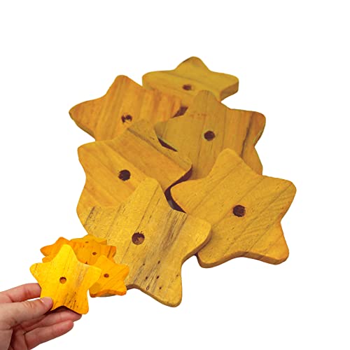 Bonka Bird Toys 1150 Pk6 Yellow Jumbo Wood Stars Foot Talon Craft Part Bird Toys
