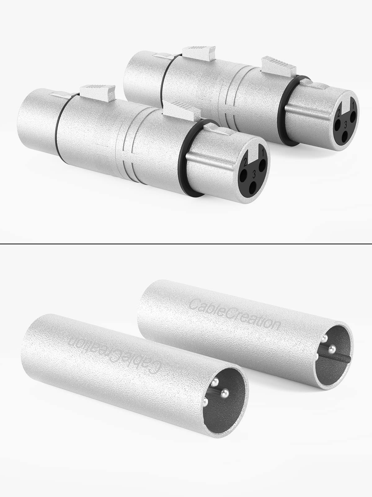 CableCreation [5-Pair XLR Female to Female & XLR Male to Male 3PIN Adapter Connector Compatible Microphone,Mixer,Silver