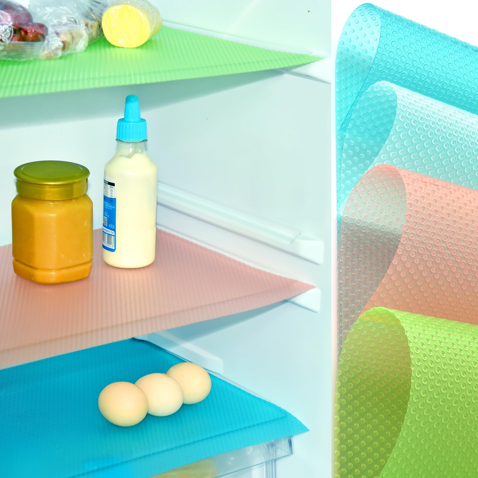 8 Pcs Refrigerator Liners for Shelves - Easy to Clean Fridge Liner Mats, Spill Protection Refrigerator Shelf Liners Drawer Liners, Nonslip Washable BPA-Free Refrigerator Mats