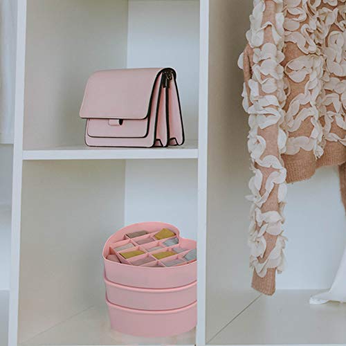 AlTurn 3Pcs Underwear Organizer Box with Lids Heart Shaped Closet Dresser Drawer Dividers Containers Stackable for Lingerie Socks Bras Scarves (Color : Pink)