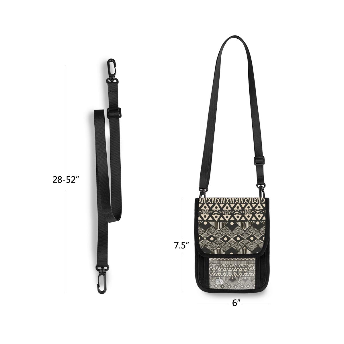 ALAZA African Print Pattern Boho Geometric Lattice Small Crossbody Wallet Purse Cell Phone Bag Rfid Passport Holder with Credit Card Slots