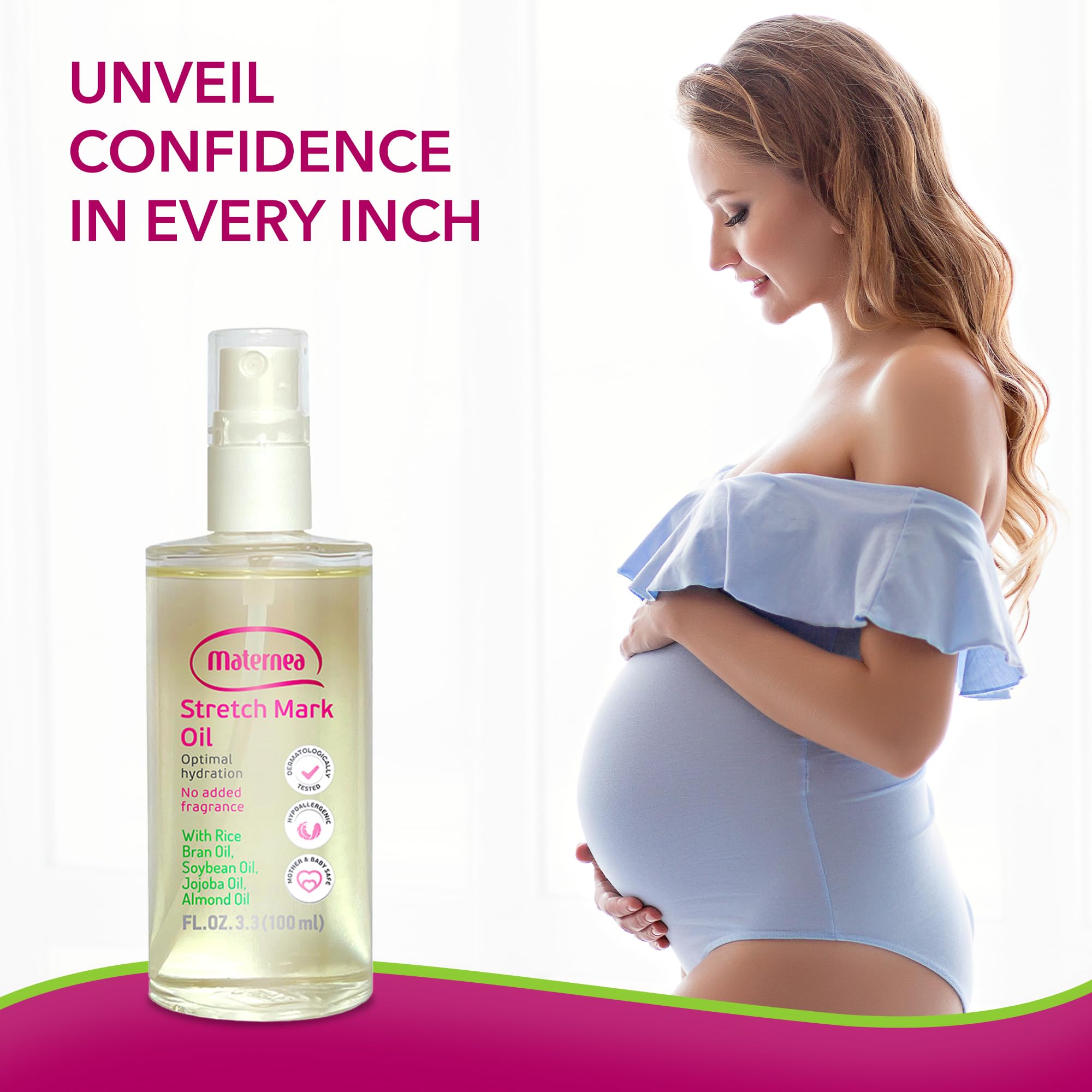 MATERNEA Stretch Mark Oil - Provides Optimal Skin Hydration and Nourishment, 3.3 FL. OZ. (100 ml)