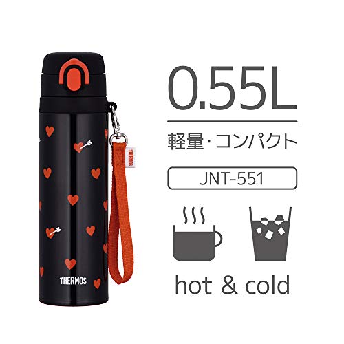 Thermos JNT-551 BKR Water Bottle, Vacuum Insulated Travel Mug, 16.9 fl oz (550 ml), Black Red