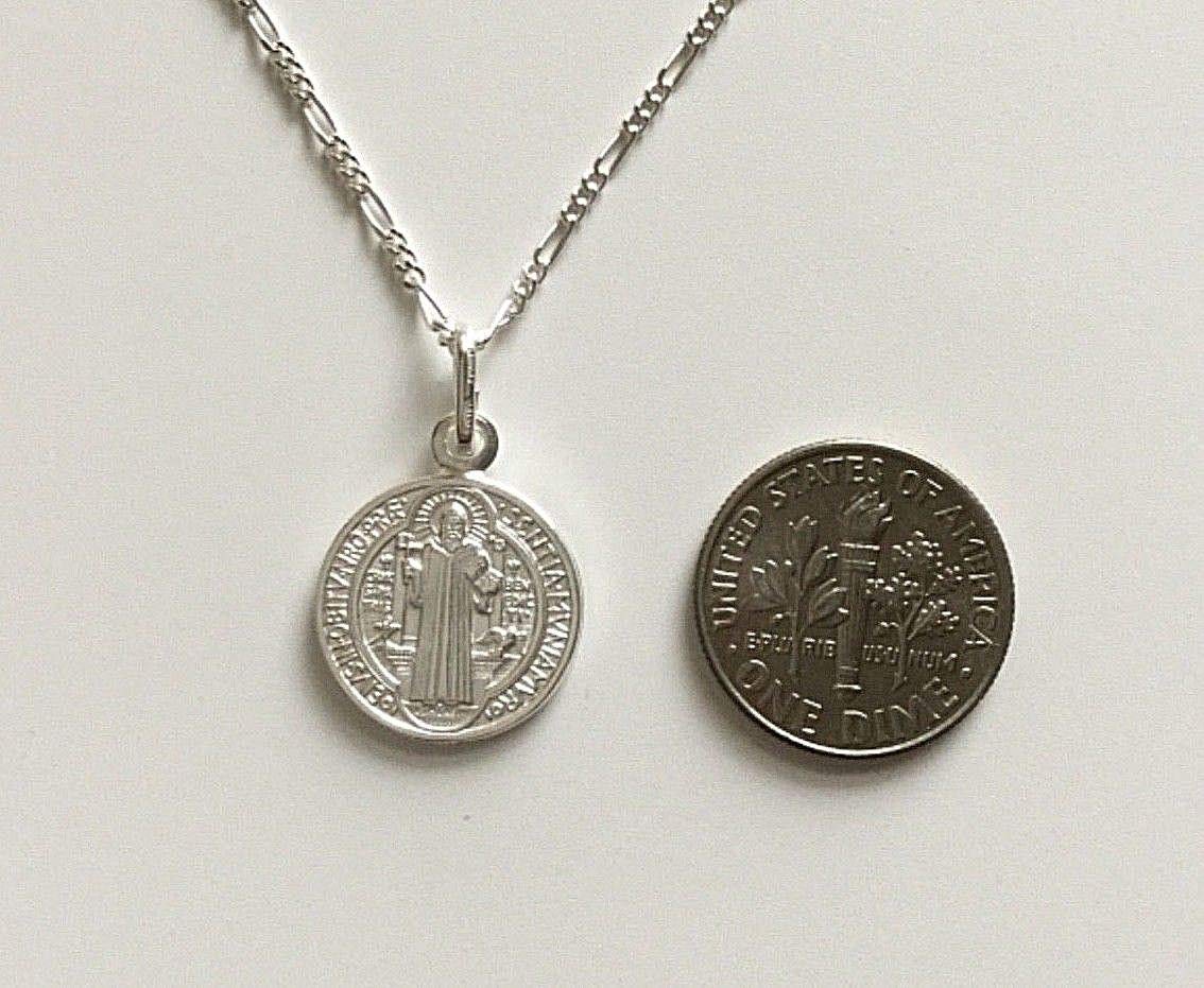 925 STERLING SILVER SAINT BENEDICT NECKLACE 18" LONG 24X15mm / 925 PLATA ESTERLINA CADENA DE SAN BENITO 18" LARGO