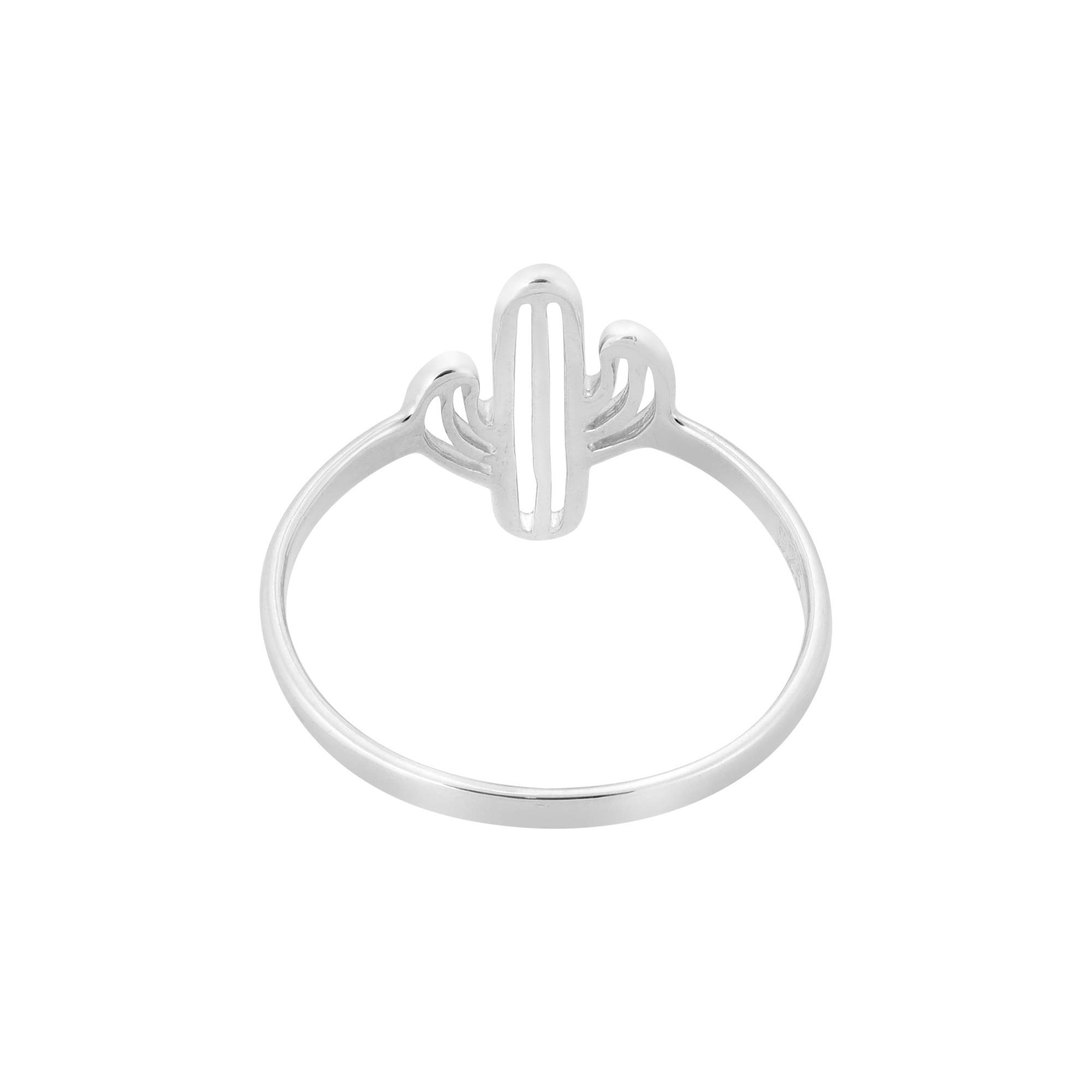 AeraVida Charming Desert Accent Saguaro Cactus .925 Sterling Silver Band Rings