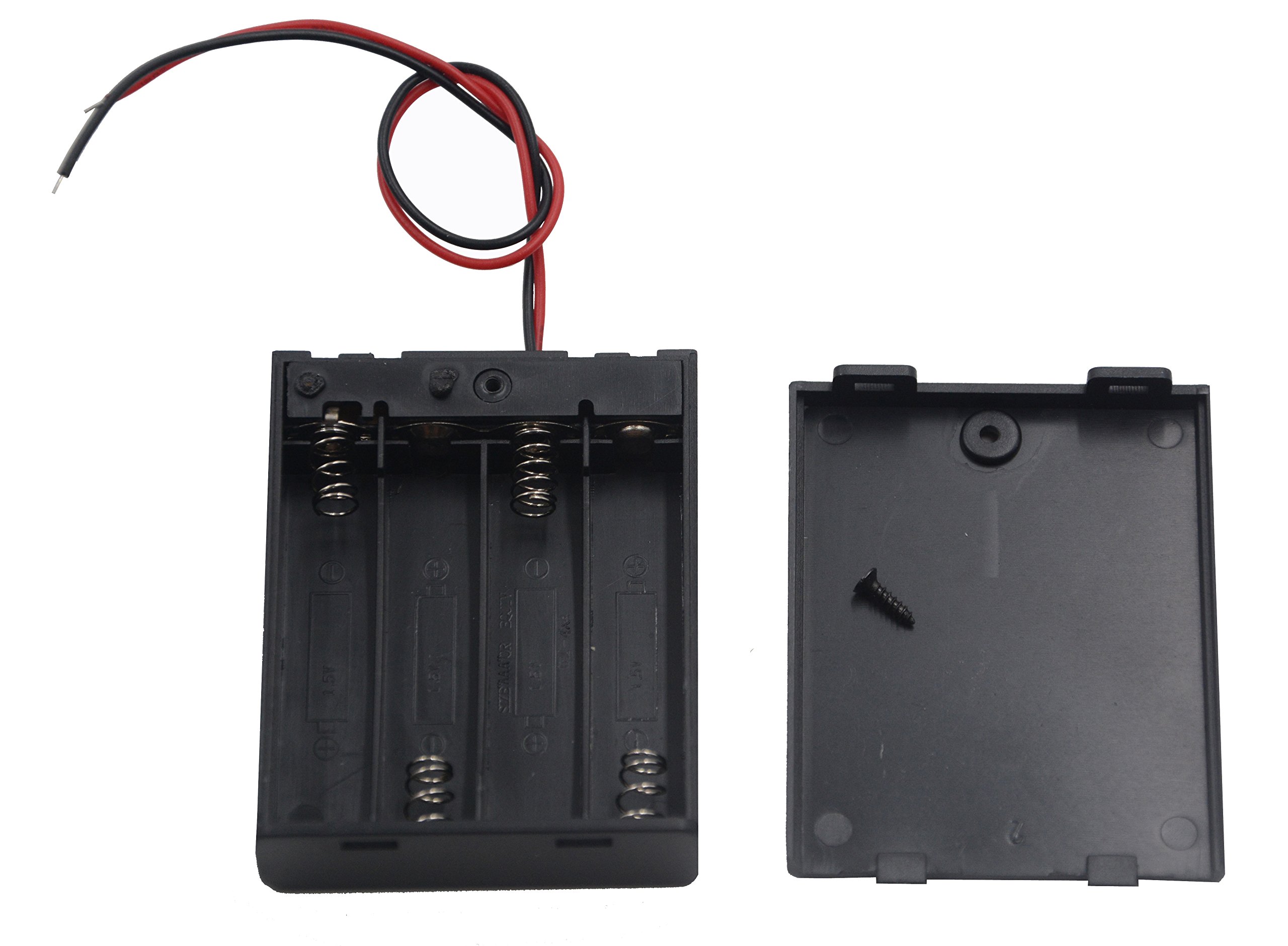 LAMPVPATH 3Pcs 4 AAA Battery Holder with Switch, 6V Battery Holder with Switch, 4X 1.5V AAA Battery Holder Case with Wire Leads and ON/Off Switch(3 Pack)