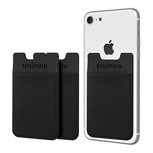 Sinjimoru Basic Cell Phone Wallet Stick on, Phone Card Holder for Back of Phone Functioning as Adhesive iPhone Wallet & iPhone Card Holder. Sinji Pouch Basic 2 Black 3 Pack…