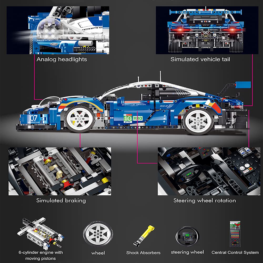Brick Construction Toy, Technique Building Blocks and Engineering Toy, Adult Collectible Model Cars Kits to Build, 1:12 Scale Racing Car Model 1620 Pieces