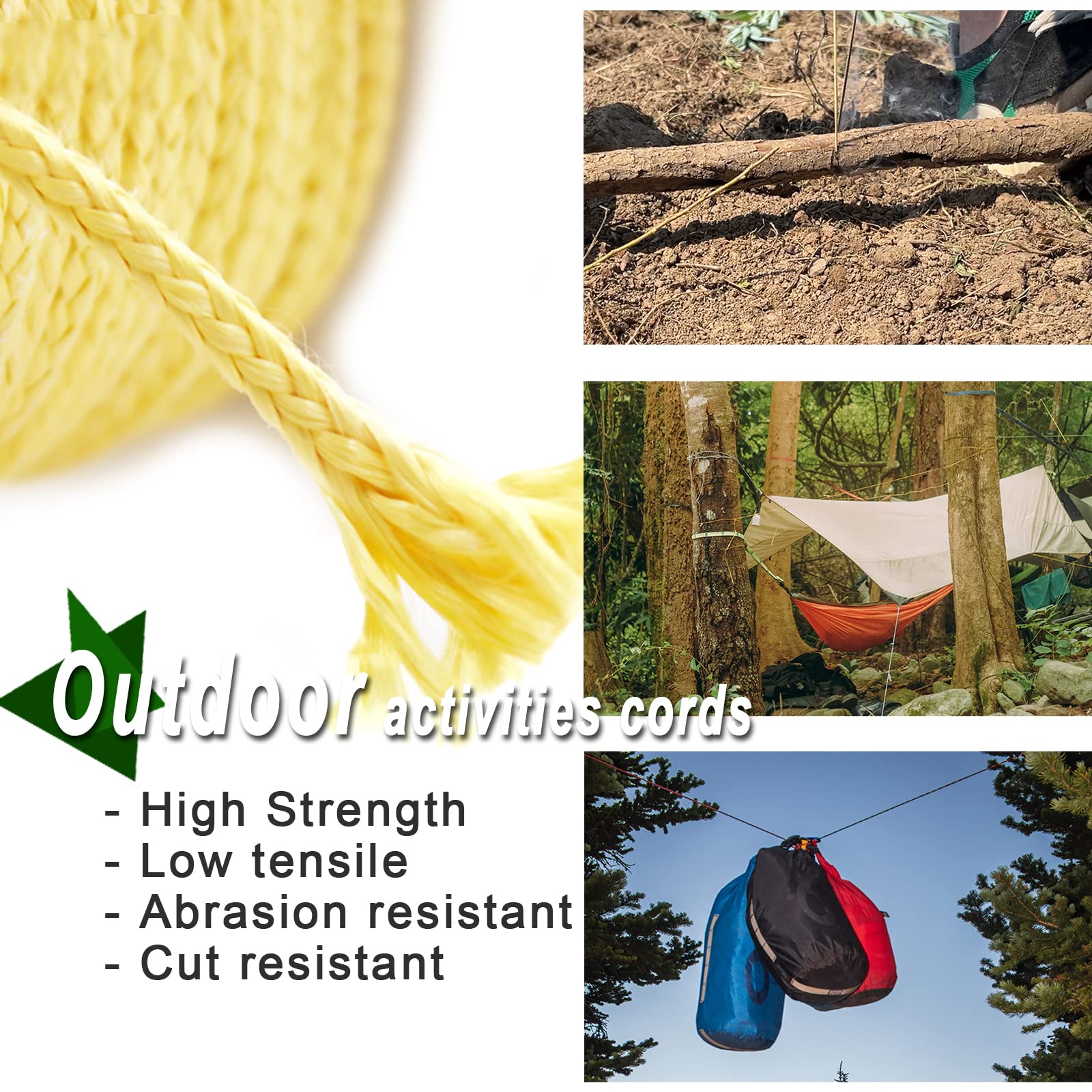 9KM DWLIFE Braided Kevlar Cord, 500lb 2mm 200Ft, High Tensile Strength, Abrasion, Flame Retardant, Kite String, Fishing Line, Model Rocket Shock, Hammock Tarp Ridgeline, Tactical Survival Paracord