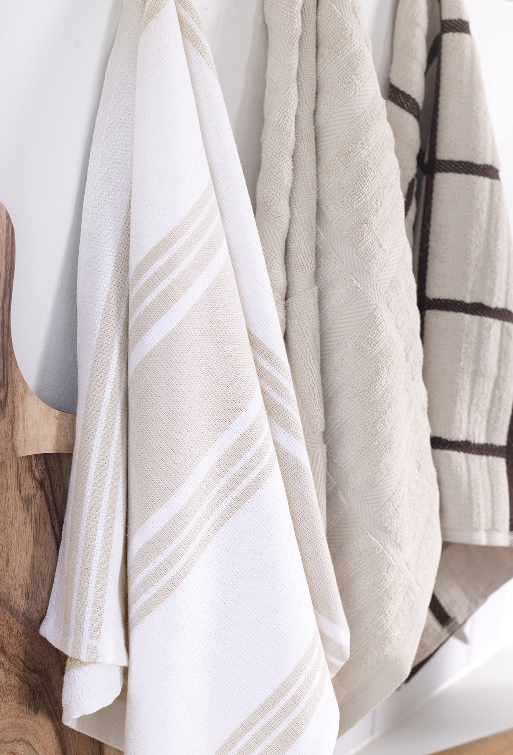 All-Clad Dual-Purpose Kitchen Towels: Highly Absorbent - 100% Cotton, 17"x30" Dish Towels for Cleaning & Drying Dishes & Glassware, 3-Pack, Almond