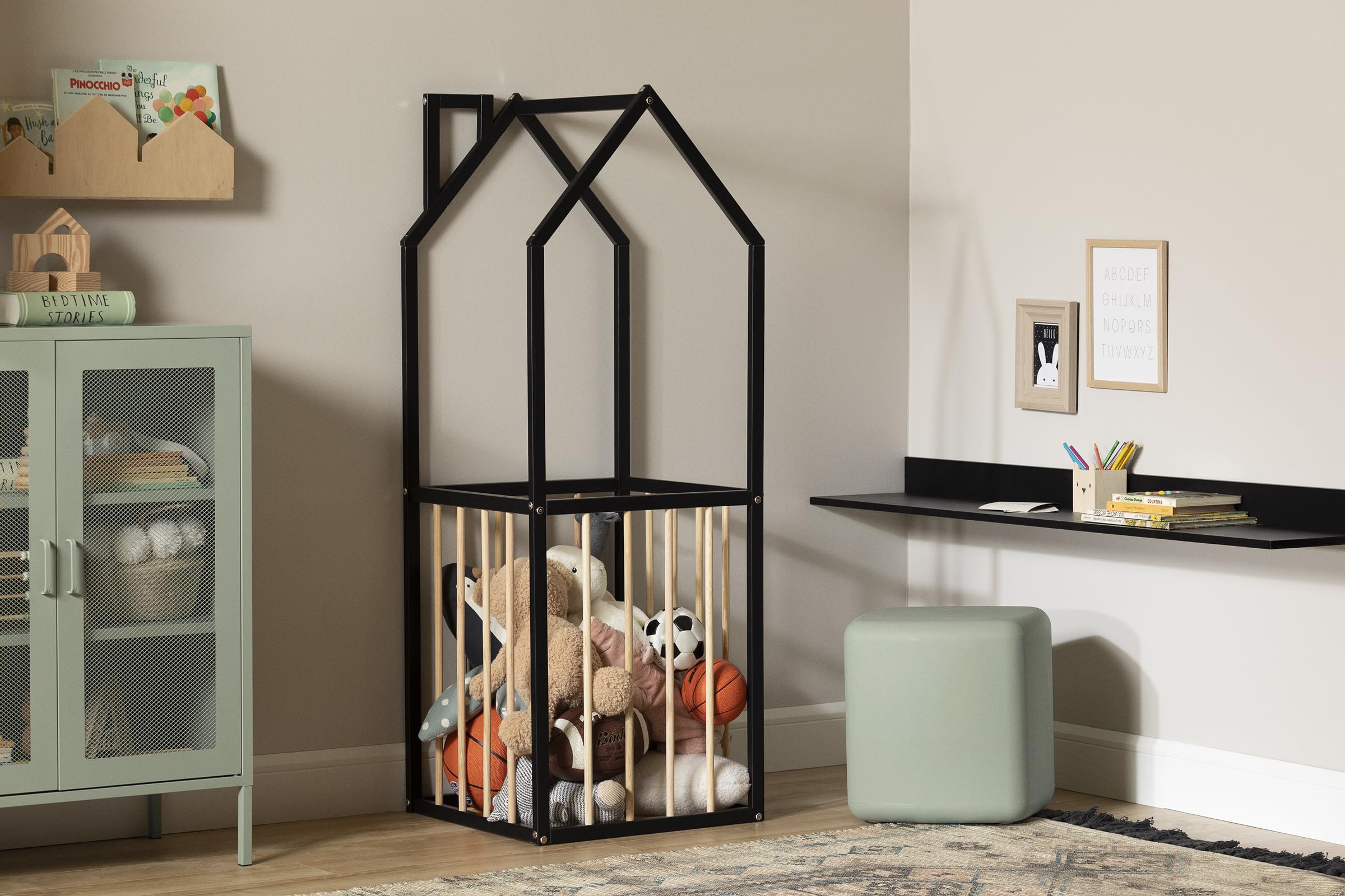 South Shore Sweedi House Shaped Toy Storage Unit, Black and Natural