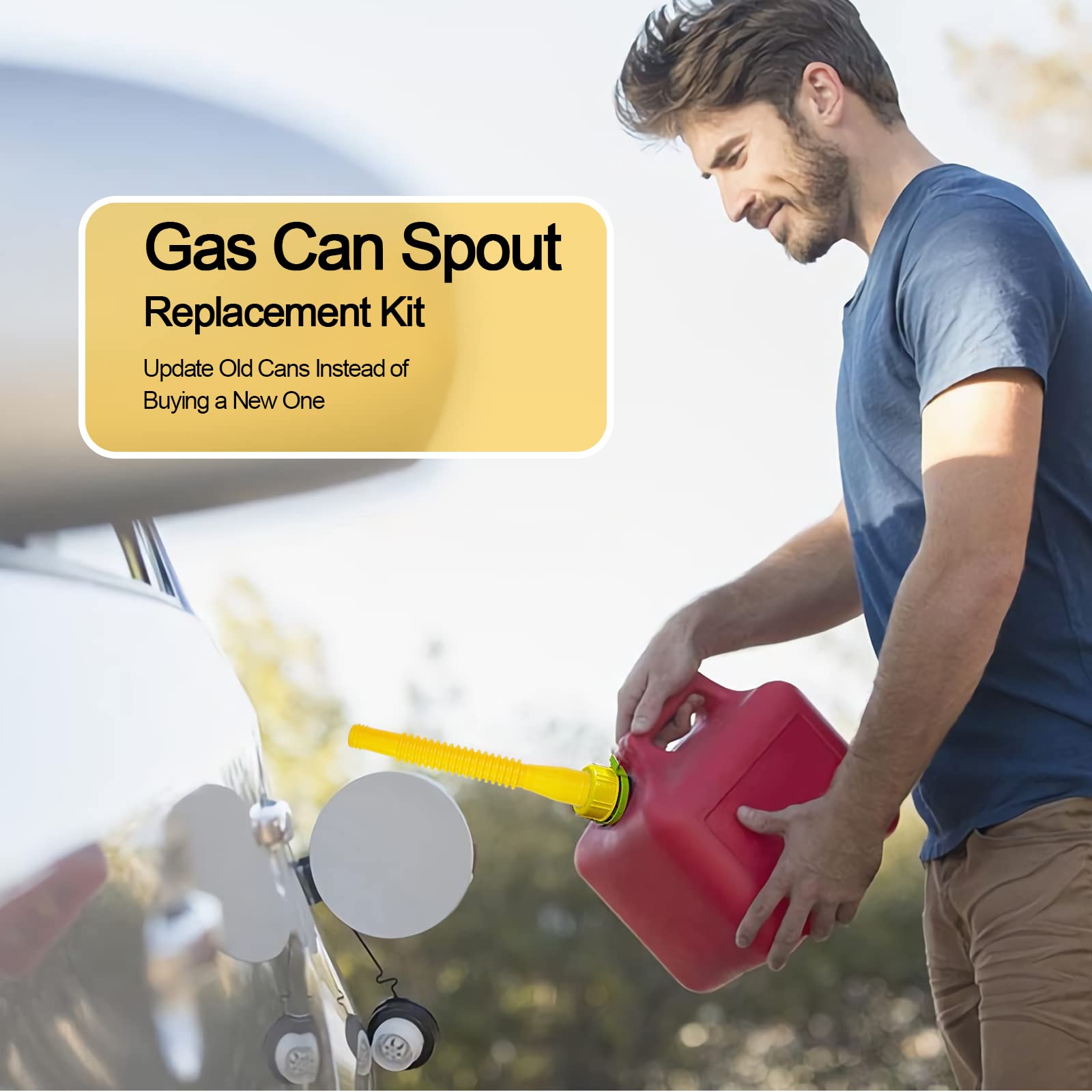6 Kit 37PCS Gas Can Spout Replacement Set, Gas Can Nozzle 5 Gal ,6 Bendable Tubes,6 Screw Collar Coarse Thread &6Fine Thread-Fits Most of The Cans,6 Threaded caps,6 Vent Caps 1 Drill Lid (37)