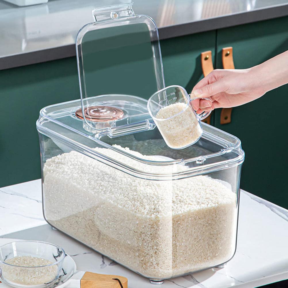 ACGrade Rice Storage Cereal containers Kitchen Rice Storage Box Household Rice Bucket Transparent Plastic Thickened Rice Storage Box Suitable for Food, Rice, Grain, pet Food Storage