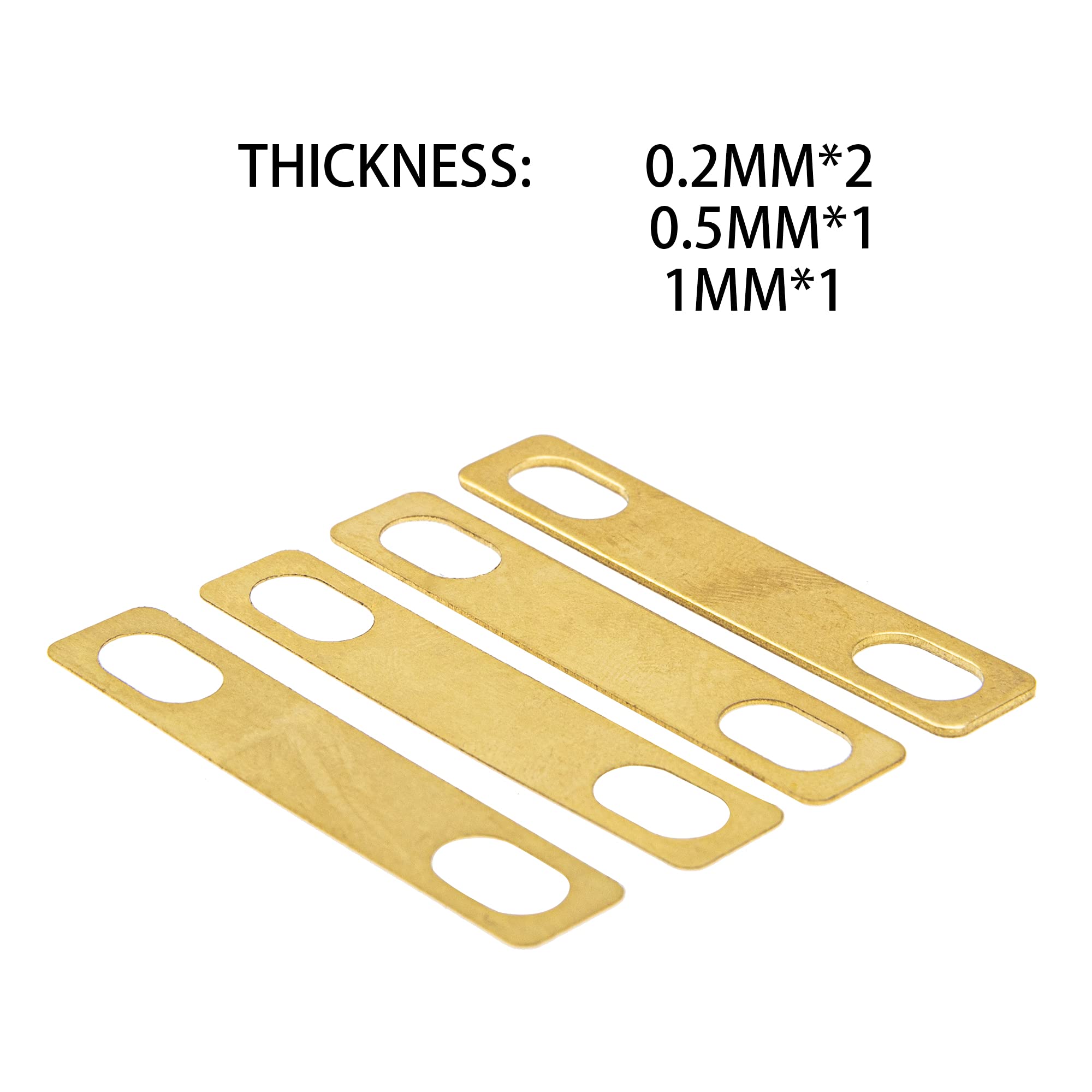 4Pcs Yootones Guitar Neck Shims 2Pcs 0.2mm, 1Pcs 0.5mm & 1Pcs 1mm Thickness Brass Shims Compatible with Guitar Bass Bolt-on Neck Repair(Gold)