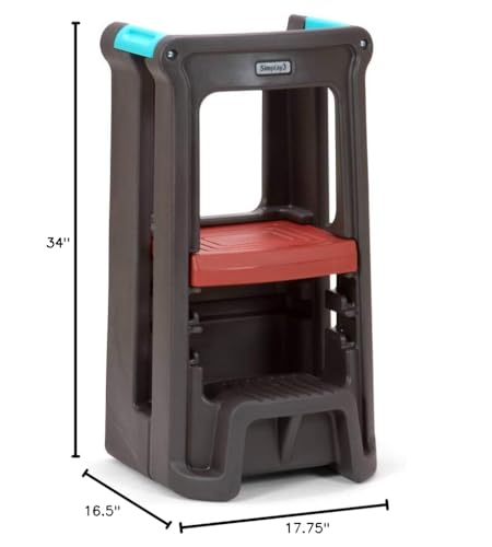 Simplay3 Toddler Tower Childrens Step Stool with Three Adjustable Heights, Kids Kitchen Helper, Made in USA, Espresso Brown