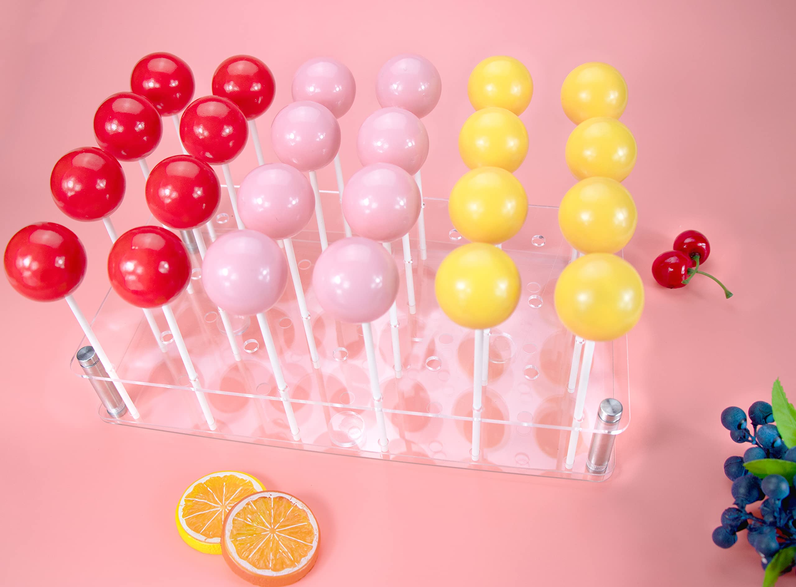 Ackers BORO3.3 Cake Pop Display Stand, 24 Hole Clear Acrylic Lollipop Holder Weddings Baby Showers Birthday Parties Anniversaries Halloween Candy Decorative (24 Hole)