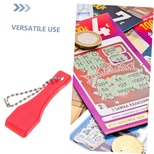 Abaodam 20 Pcs Multi-use Plastic Scraper Tool Efficient Lotto Ticket Scratcher Portable Label and Film Remover Plastic Scraper Hanging Keychain