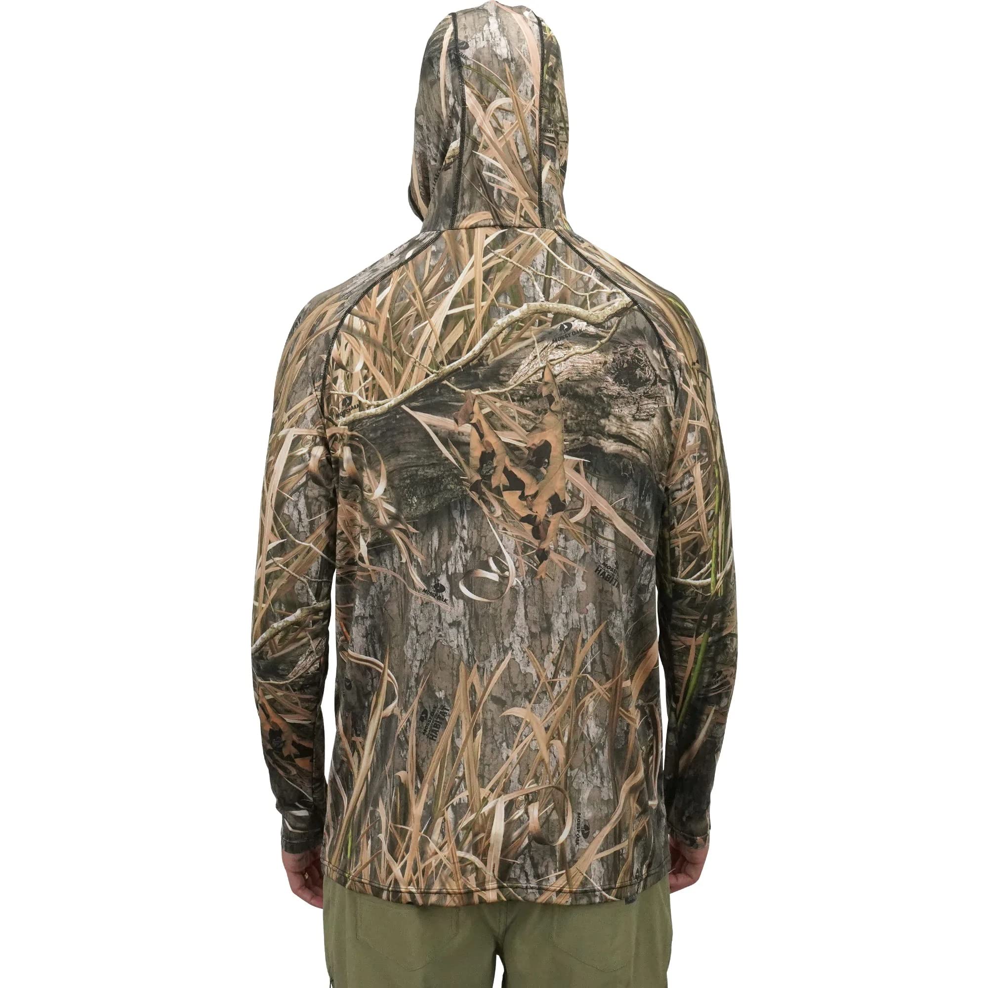 AFTCO Men's Camo Performance Hooded Shirt with Gaitor, Size XL, Shadow Grass Habitiat, M63160-SHGR-XL