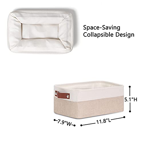 DULLEMELO Collapsible Bundle Baskets 4 Cube Baskets 13"x13"x13" + 6 Small Baskets 11.8"x7.9"x5.1"(White&Khaki)