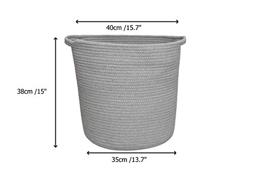 Grey-Clothes Basket with Handles, Laundry Basket, Hampers for Laundry, Grey Rope Basket Grey, Woven Blanket Basket, Toy Baskets, Floor Basket, Towel Basket, Environmental Protection Material