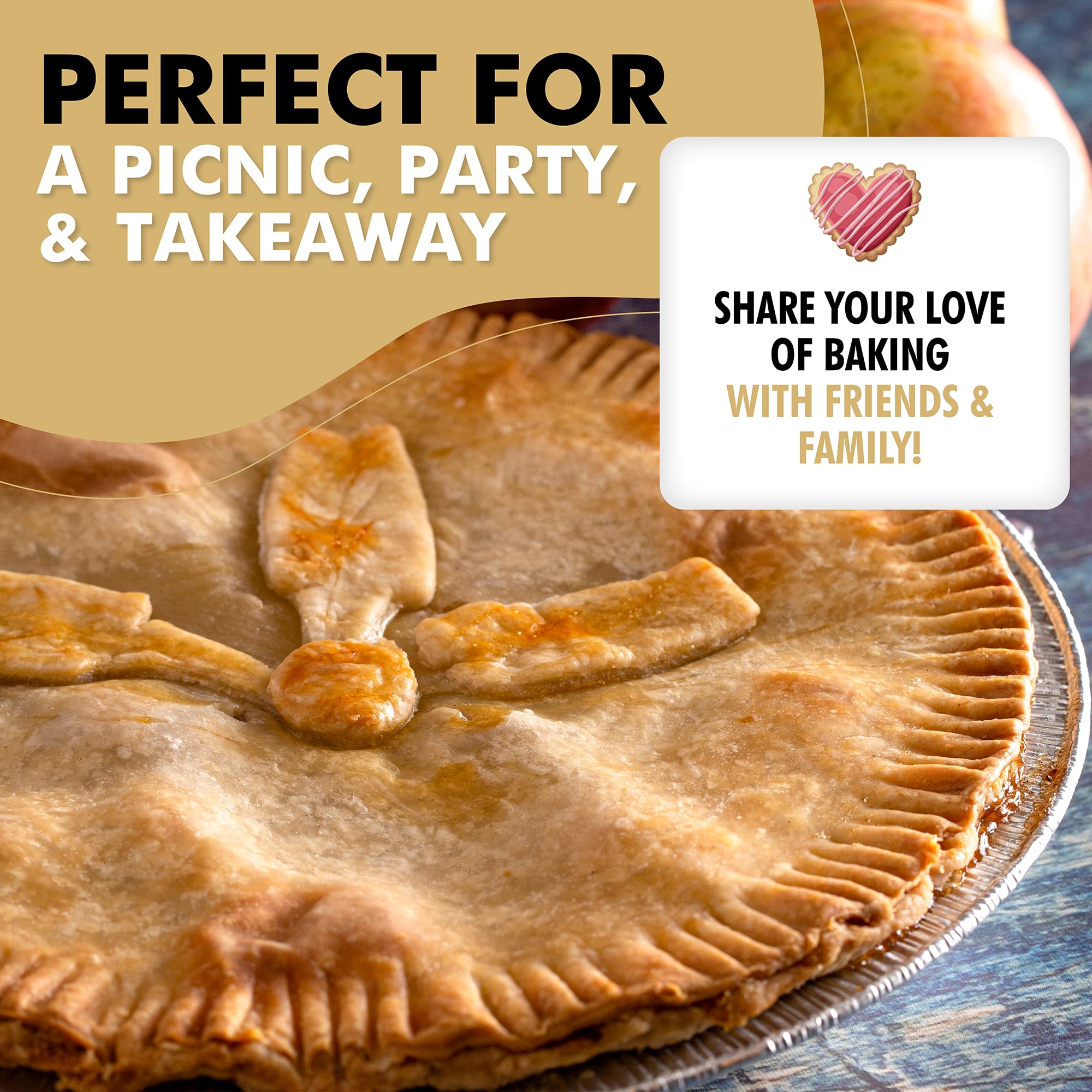 9" Pie Pans [50 Pack] - Heavy Duty Standard-Sized Disposable Aluminum Foil Pie Tins for Baking and Serving