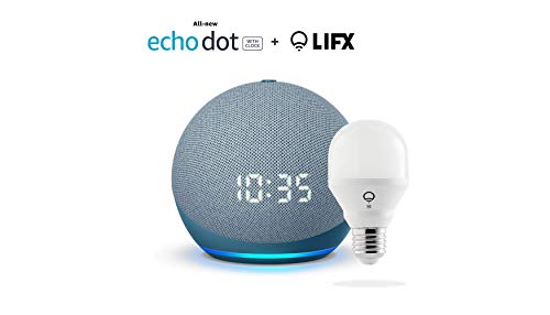 All-new Echo Dot with clock (4th Gen) - Twilight Blue - bundle with LIFX Smart Bulb (Wi-Fi)