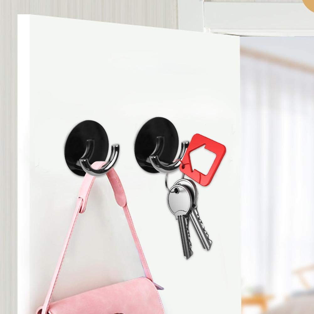Zerodis Door Hangers Stainless Steel + Zinc Alloy Adhesive Hanger Hang Door Wall Kitchen Bathroom (Black)