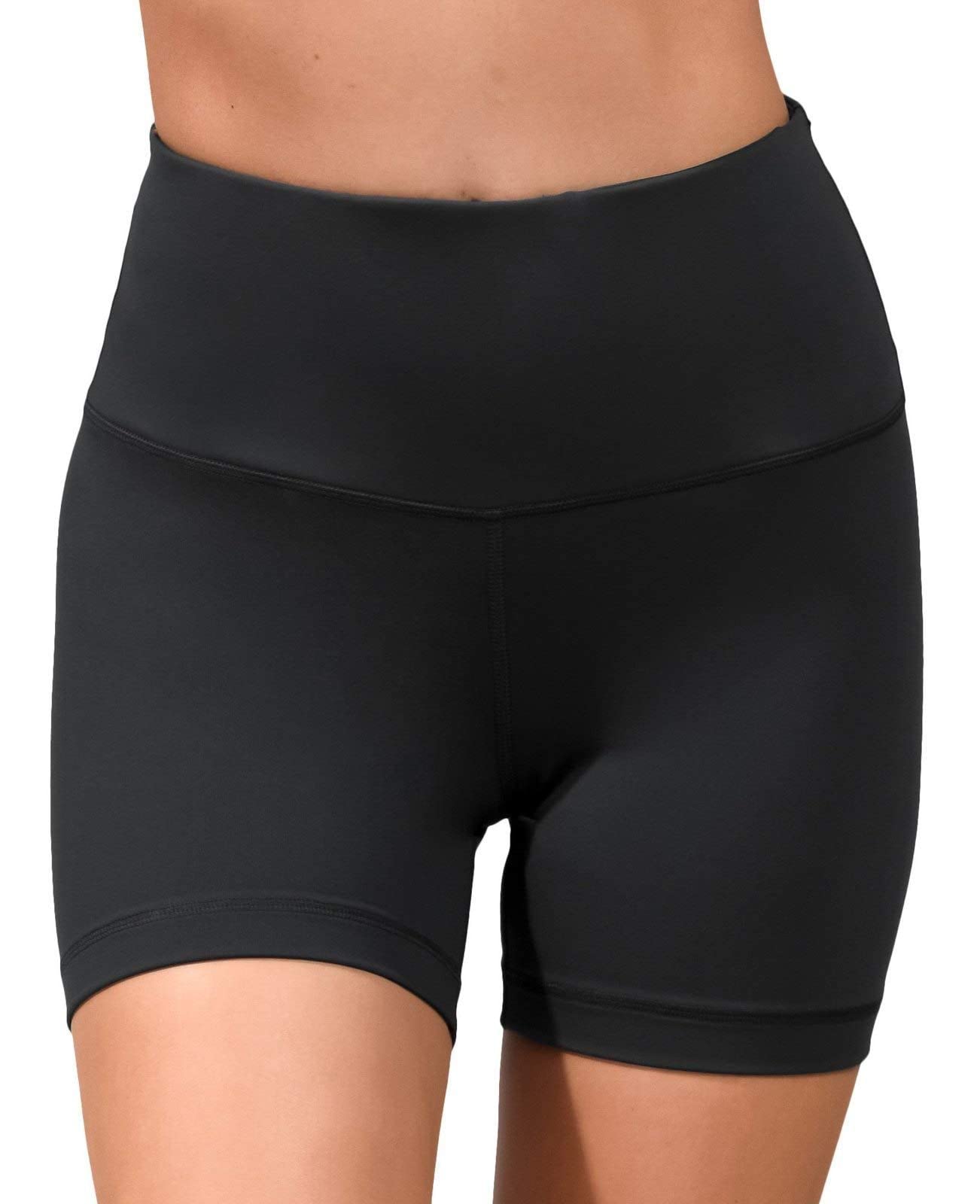 90 Degree By Reflex High Waist Power Flex Yoga Shorts - Tummy Control Biker Shorts for Women - Black 2 Pack - Medium