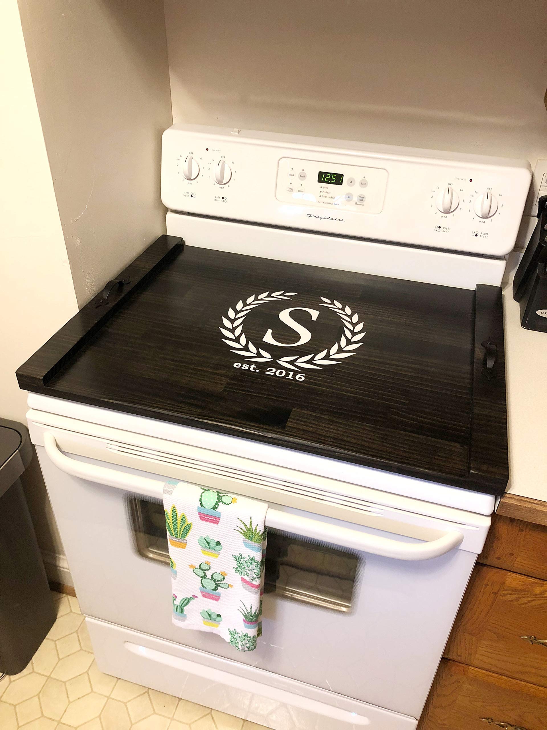 Rustic Stove Top Cover, Wooden Tray For Stove, Monogram Stove Cover, Stove Tray, Decorative Tray