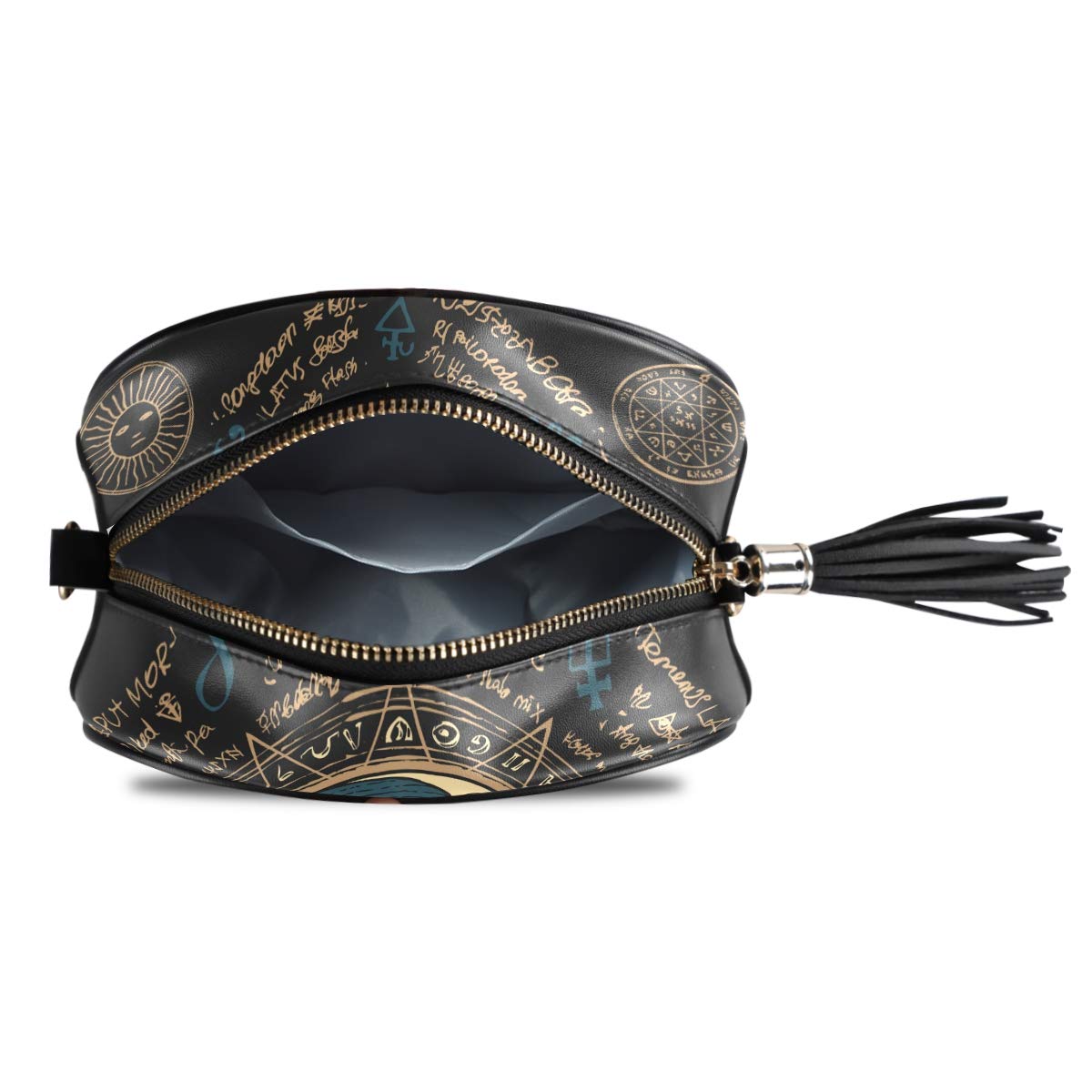 ALAZA PU Leather Small Crossbody Bag Purse Wallet Moon In An Octagonal Star With Magical Inscriptions And Symbols Vintage Cell Phone Bags with Adjustable Chain Strap & Multi Pocket