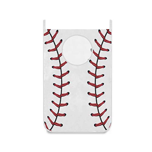 Red Stitching Baseball Door Hanging Laundry Hamper Bag Softball Laces Space Saving Wall Large Laundry Basket Storage Dirty Clothes Bags with Bottom Zippers Hooks for Bathroom Bedroom 1 Pcs