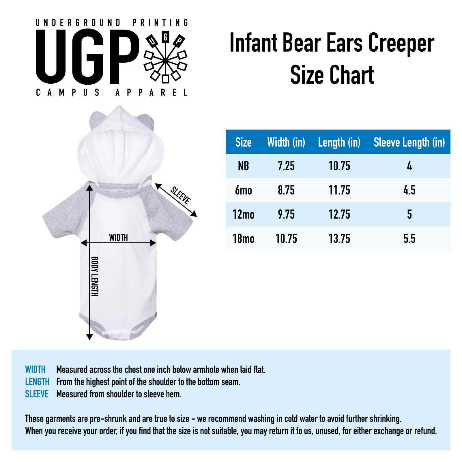 UGP Campus Apparel Michigan Wolverines Primary Logo Hooded Bear Ears Creeper Bodysuit - 6 Months - Vintage Navy