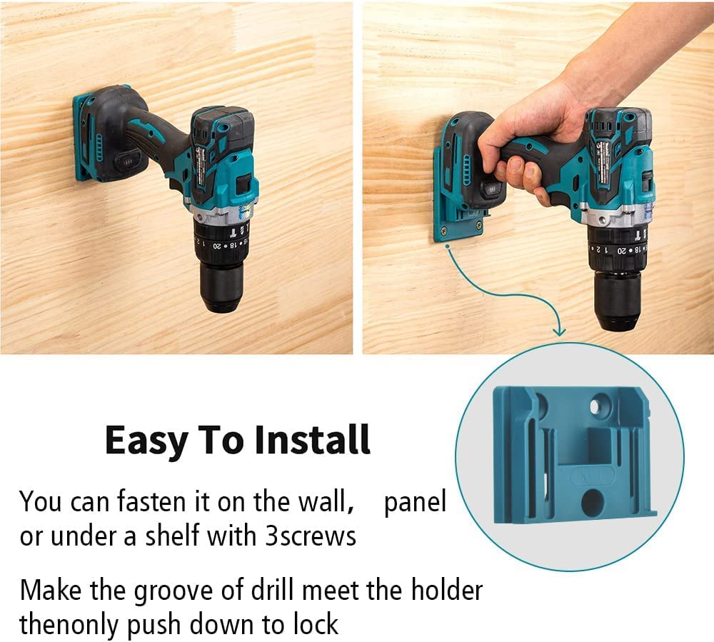 5 Packs Tools Drill Mount Holder,Lithium Battery Power Tool Storage Seat Scratch-Type Wall-Mounted Tool Rack Is Suitable For 14.4-20V Makita Tool Holder Dock Hanger with Screws