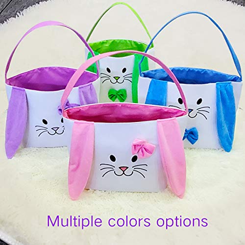 Poptrend Easter Basket Bags,Bunny Easter Bucket,Easter Eggs/Gift Baskets for Kids,Bunny Tote Bag Bucket for Easter Eggs,Toys, Candy,Gifts (Blue)