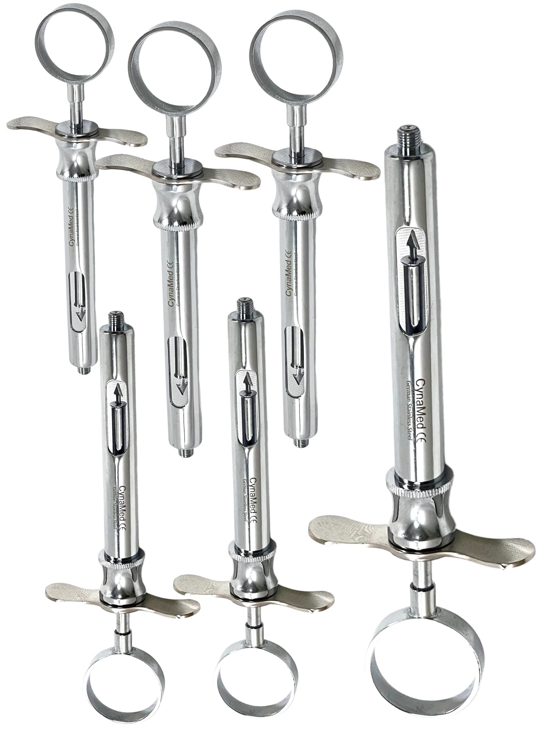 5 PREMIUM ASPIRING DENTAL SYRINGES 1.8mL ANESTHETIC ONE RING WITH FINGER RESTS SURGICAL DENTAL INSTRUMENTS ( CYNAMED )