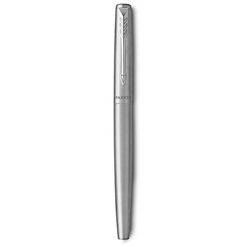 Parker Rollerball Pen, Jotter Stainless Steel Rollerball Pen, Chrome Trim, Fine Tip, Black