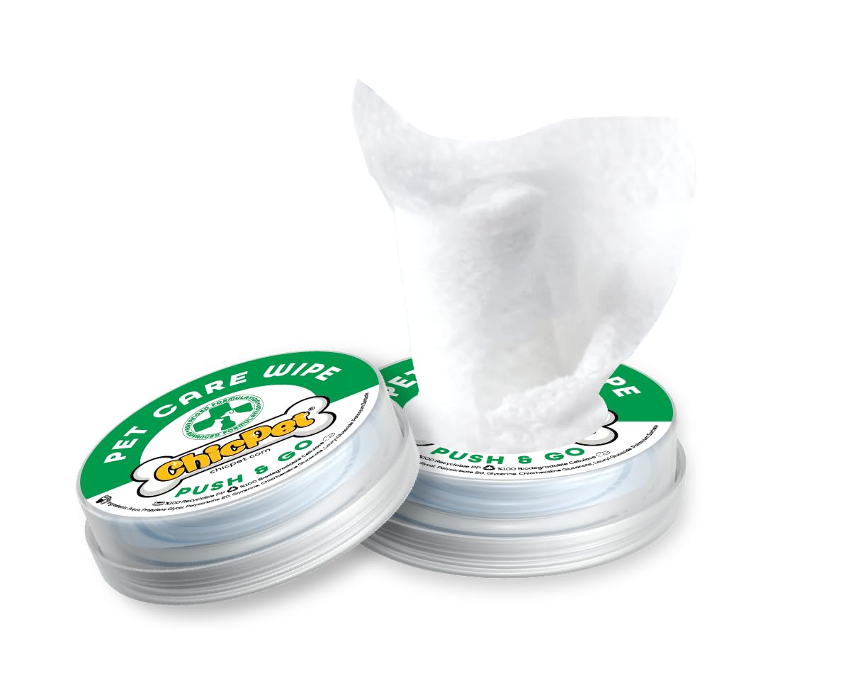 ChicPet Push and User-Ready, On-The-Go Unscented Dog Wipes, Hypoallergenic Grooming Wipes Cleaning for Easy Use for Paws, Body and Butt, Pet Wipes Good for Sensitive Skin