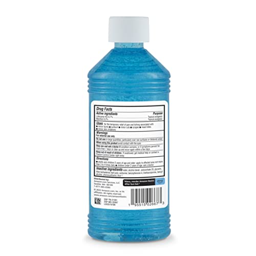 Amazon Basics After Sun Gel with Aloe Vera, Lidocaine and Menthol, 16 Fl Oz (Pack of 1) (Previously Solimo)