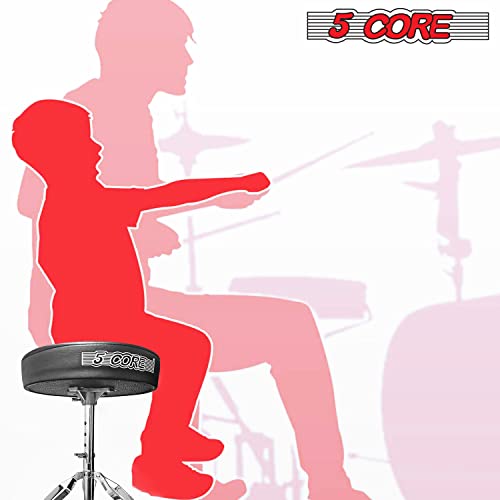 5 CORE Drum Throne Height Adjustable Guitar Stool Thick Padded Memory Foam DJ Chair Seat with Anti Slip Feet Multipurpose Musician Chair for Adults and Kids Drummer Cello Guitar Player DS CH BLK