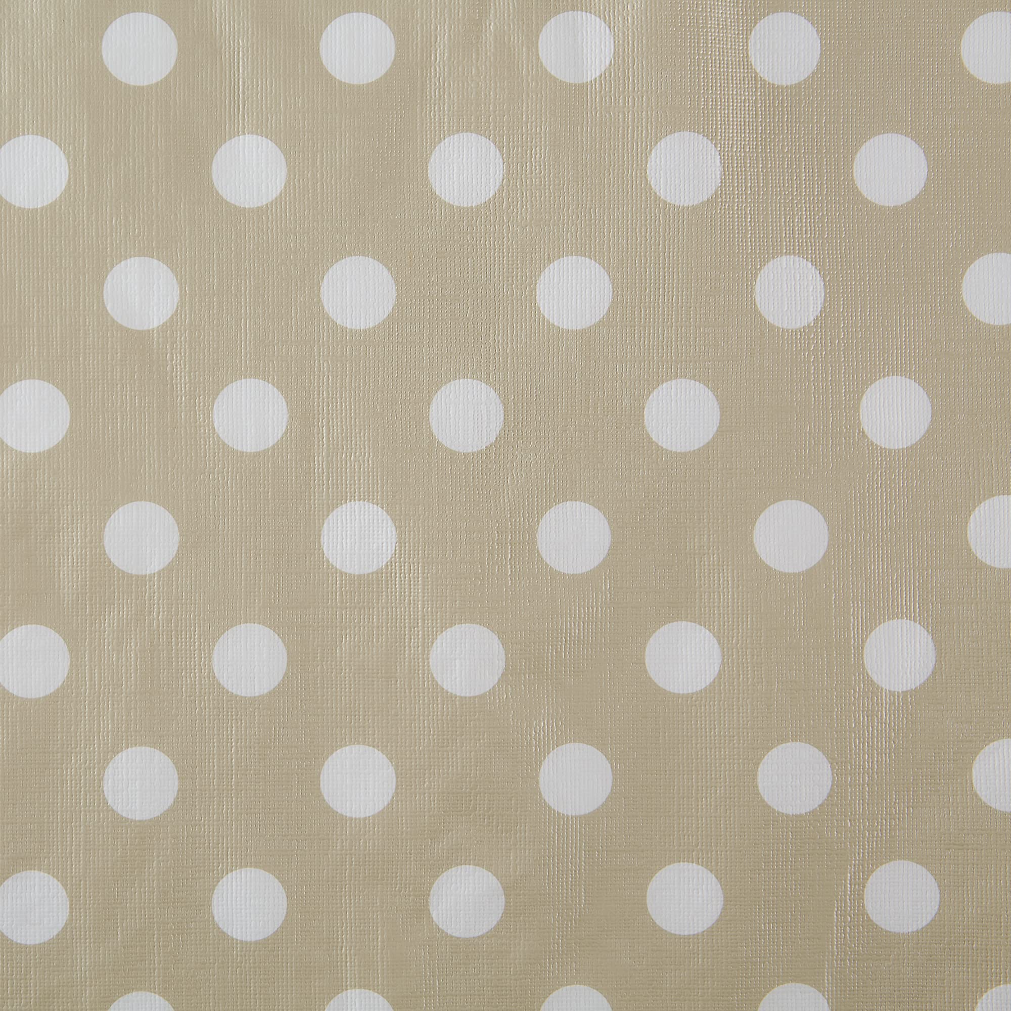 DII Vinyl Tabletop Collection Flannel Backed Polka Dot Tablecloth, Rectangle, 60x102, Natural