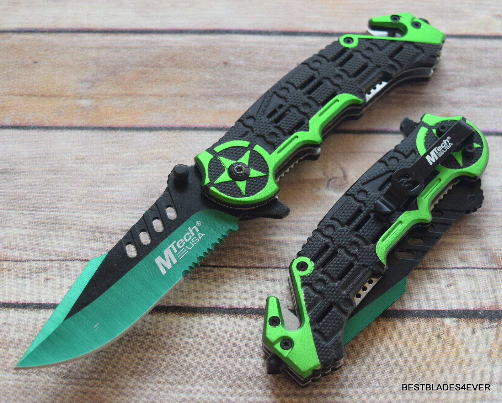 8.25 Inch Mtech Tactical Rescue Stainless Steel Open Folding Pocket Knife With Clip Outdoor Survival Hunting Knife for Camping by Survival Steel