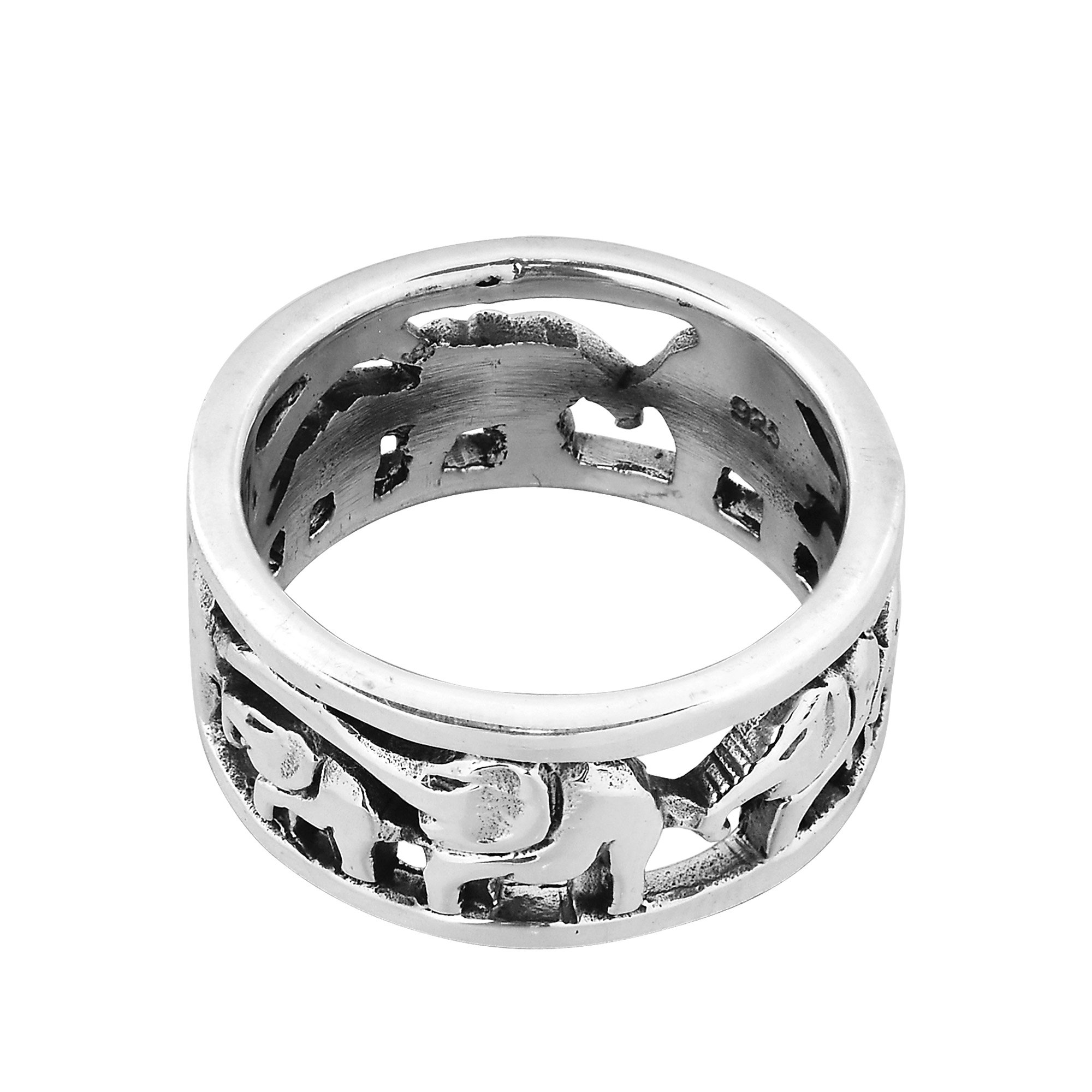 AeraVida Loving Elephant Family Parade .925 Sterling Silver Ring (8)