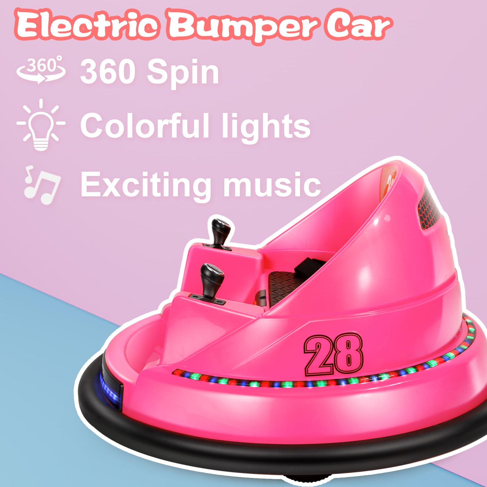 BROAGE Kids Race Toy 6V Electric Ride On Bumper Car Vehicle Remote Control 360 Spin DIY Numbers 00-99 ASTM-Certified Dark Red