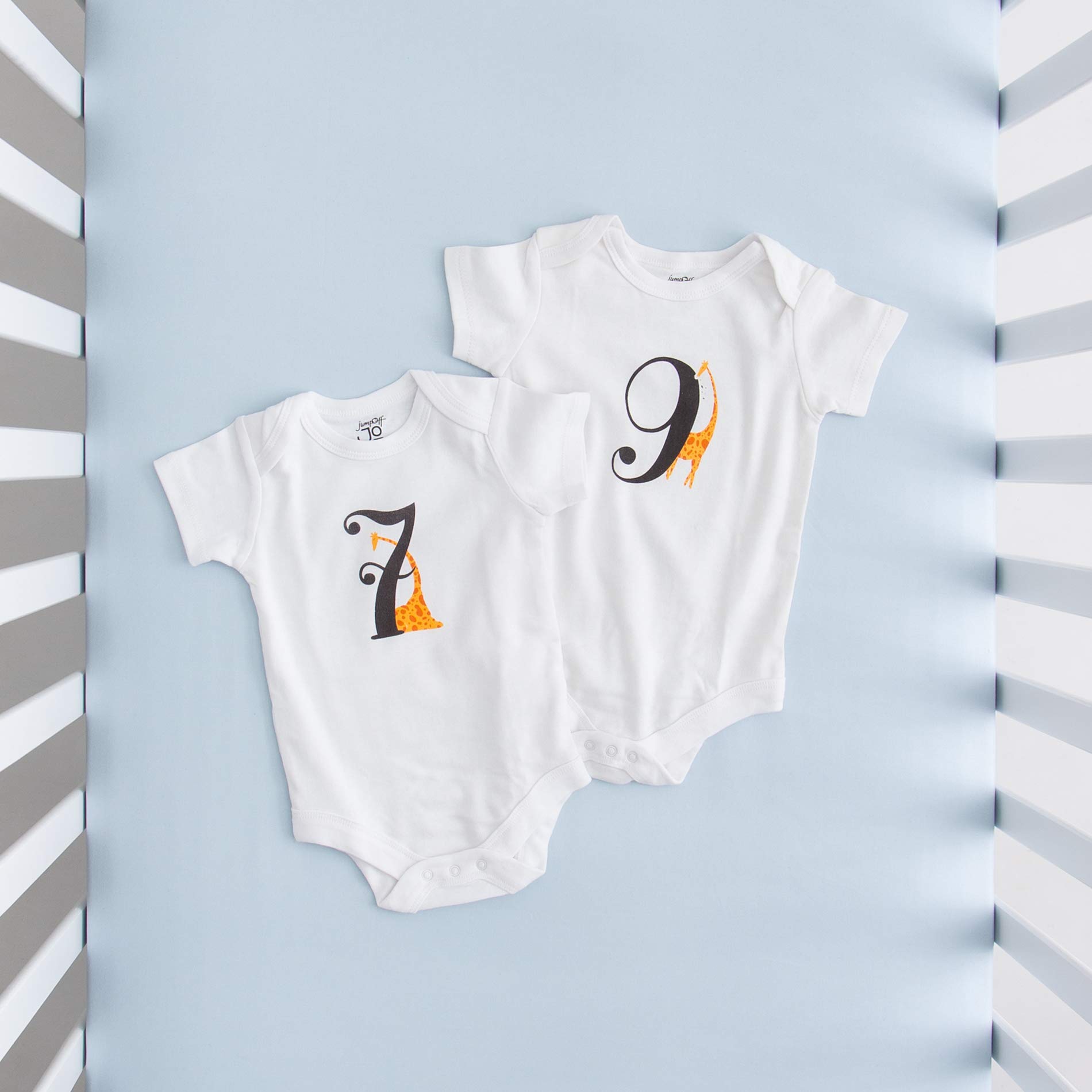 JumpOff Jo - Seize The Moment Baby Milestone Onesies, 1 Through 12 Bodysuit Set With Numbers, Newborn Essentials (Giraffe)