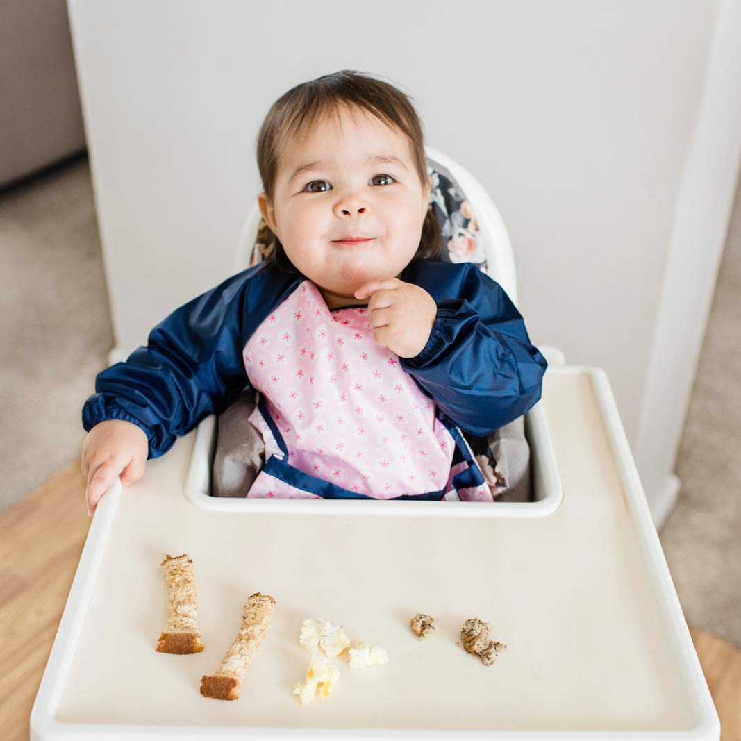 green sprouts Easy-wear Long Sleeve Bib | Waterproof Protection | Flipped Pocket, Soft Material, Easy Clean Smock