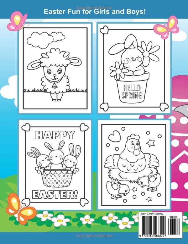 Easter Coloring Book for Toddlers and Preschool Children Kids: 50 Cute Easter and Springtime Images - Large, Easy, & Fun - Perfect Gift or Basket Stuffer