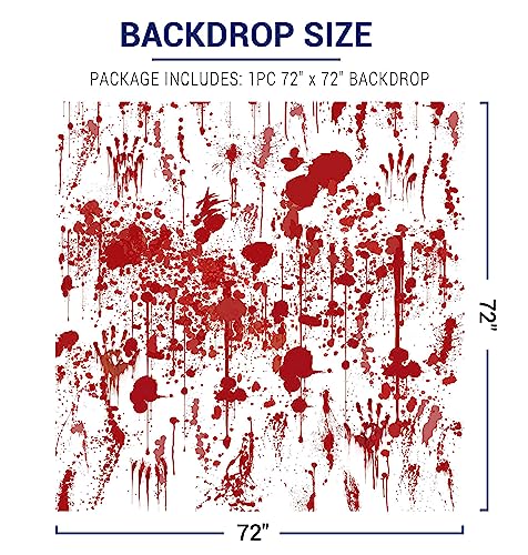 Allenjoy 6 x 6 FT Horror Halloween Party Backdrop Red Table Decor Banner Photography Background Photo Booth Props
