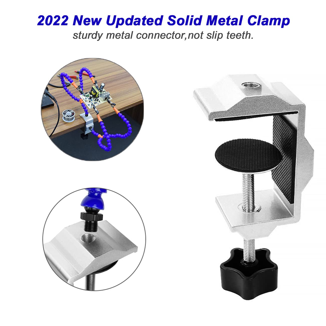 Helping Hands Third Hand Soldering 4 Arms with Adjustable Vise Tabletop-Clamp Base Perfect for Pcb Repair, Jewelry Solder Holder (N-Y4BE-SY9)