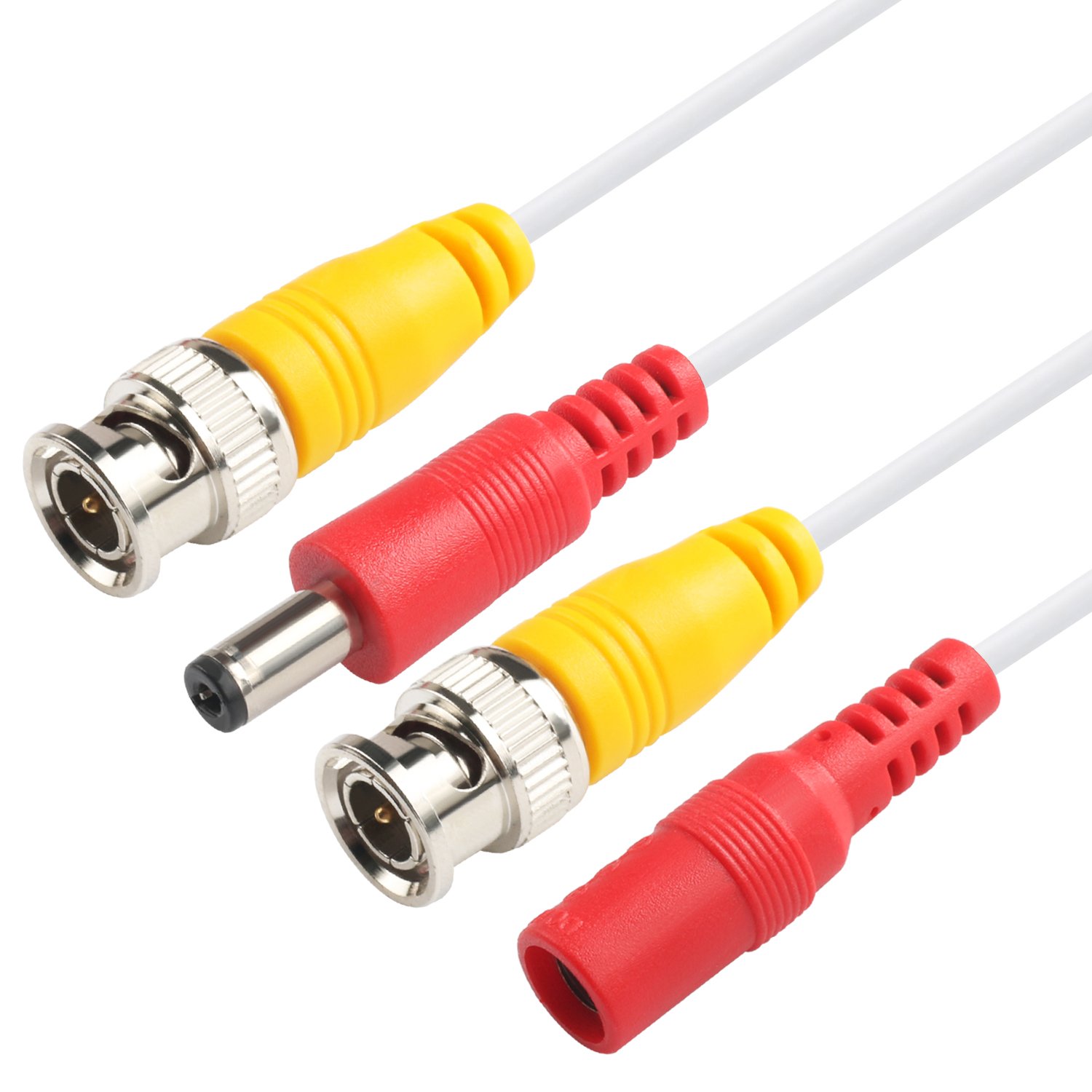 Postta BNC Video Power Cable (2 Pack 50 Feet) Video Security Camera Cable Wire with Four Connectors for CCTV DVR Surveillance System