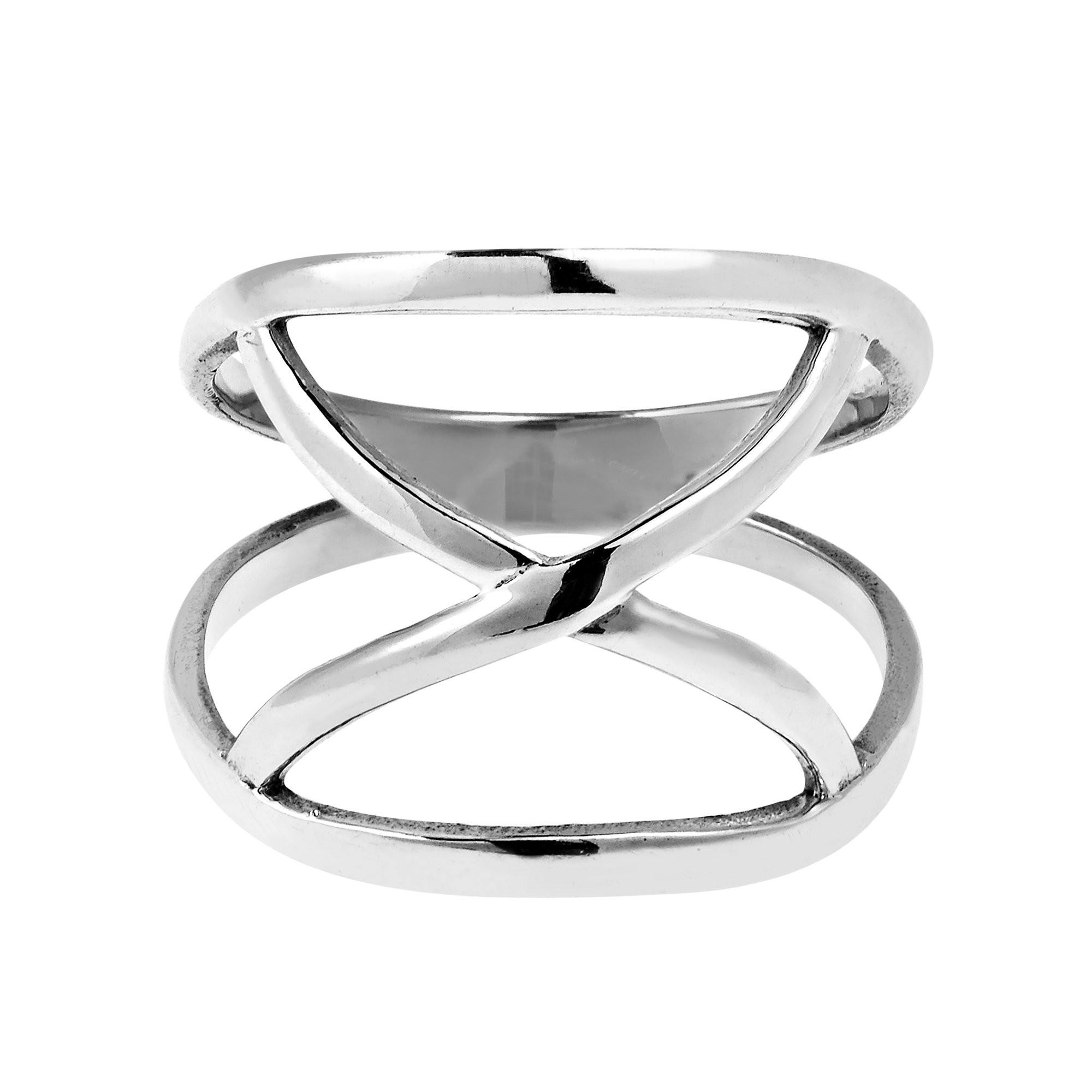AeraVida Modern Infinite Loop Open X Orbit .925 Sterling Silver Band Ring | Wedding Rings For Women | Casual Fit Silver Rings for Women | Statement Fashion | Sterling Silver Rings Sizes 6-10 (10)